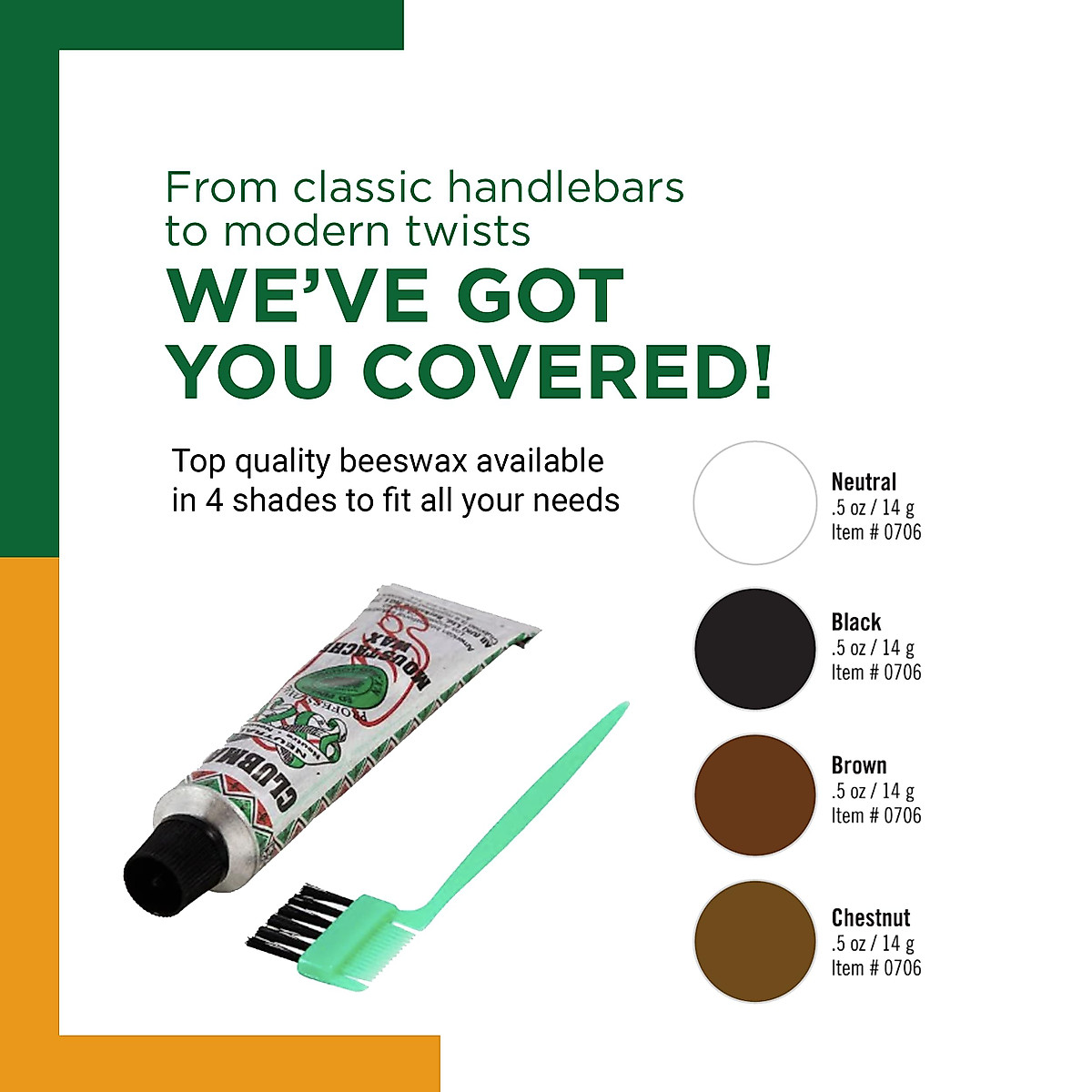 Clubman Pinaud Moustache Wax with Free Brush/Comb Applicator Brown, 0.5 Ounce