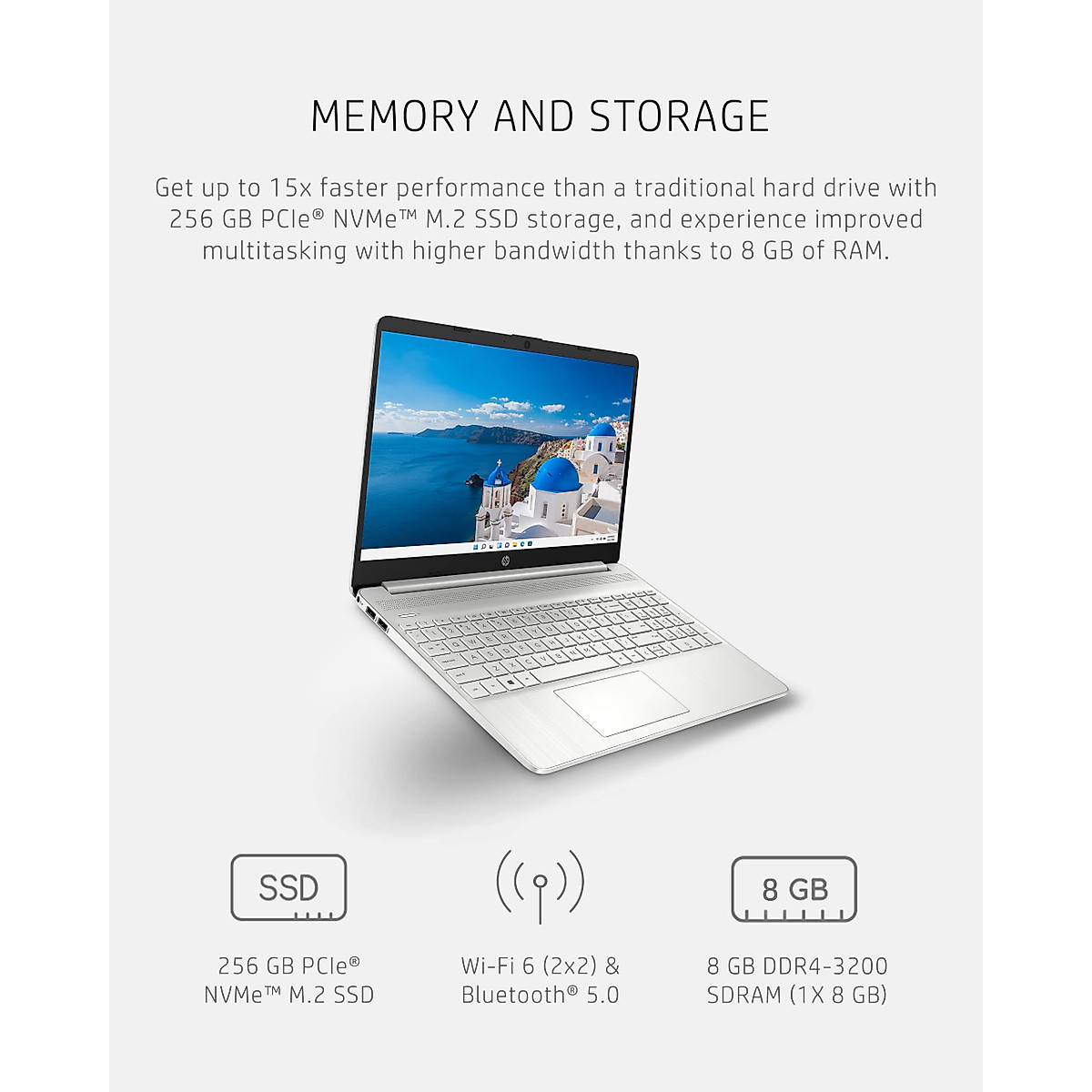 HP 2023 15.6-inch HD Micro-Edge Laptop, AMD Ryzen 3-3250U Processor, 16GB RAM, 1TB SSD Storage, Windows 11 Home, Long-Lasting Battery, Fast Charge, 720p Webcam, Natural Silver