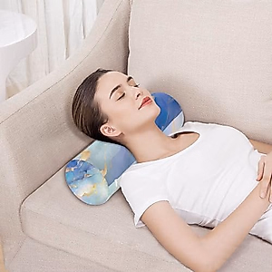 SDMKA Blue Gold Marble Cervical Neck Roll Pillow - Bolster Memory Foam Pillow for Neck Pain Relief, 5.5 x 17 Inch Cylinder Pillow, Perfect Sleeping Support