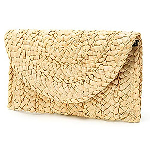 Obosoyo Women's Straw Clutch bags Handbag Straw Purse Envelope Bag Wallet Summer Beach Bag Woven Bag Purse Wallet