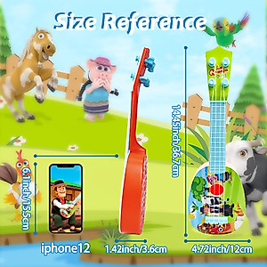 La Granja de Zenon 15" Inch Kids Ukulele Guitar Toys with 4 Strings Keep Tones,Kids Ukulele for Beginner,Mini Ukulele Guitar Musical Instruments Educational Learning Toys for Toddler 1-3 Year Old Kids