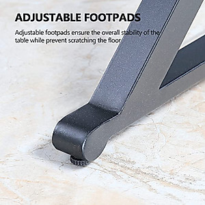 Ulax furniture Rectangle Outdoor Patio Dining Table - 55 x 28 Inches Steel Frame Table with Umbrella Hole for Garden, Lawn, Deck