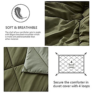 NexHome Queen Comforter Set - Olive Green Comforter Queen Size Bedding Set - Soft Reversible Down Alternative Full Size Comforter Bed Set 3 Pieces 1 Comforter (88"x88") + 2 Pillow Shams (20"x26")