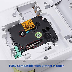 MarkDomain Compatible Label Tape Replacement for Brother P Touch TZe Label Tape 12mm 0.47 Inch (Black on Red/Blue/Yellow/Green/Orange) for P Touch PT-D210 H110 Label Maker, Laminated, 5-Pack