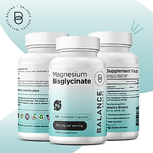 Magnesium Bisglycinate 200mg, High Absorption Chelated, 120 Vegan Capsules - Supports Heart Health, Muscle Cramps, Bone Health & Positive Mood