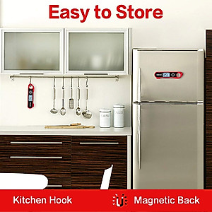 Digital Meat Thermometer for Oven, 5 Meat Temperature Settings 2-in-1 IP67 Waterproof 2s Instant Read Grill Cooking Food Thermometer with Dual Probe Magnet for Kitchen, Grill, BBQ, Turkey（Red）