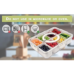 Snack Box Container, Dishwasher Safe Fruit Storage Containers, Divided Serving Tray with Lid for Veggie, Candy and Nuts Organizer, Snackle Charcuterie Boxes for Kids, Adults Travel, Party and Picnic