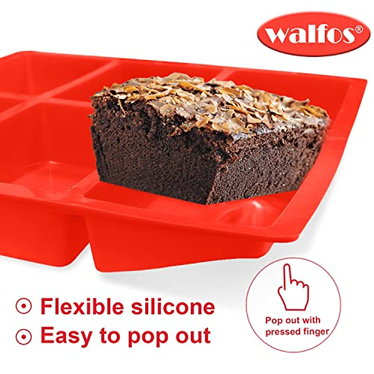 Walfos Silicone Mini Bread Baking Pan 6 Cavities Non-Stick Silicone Mini Loaf Pans 2 Pieces Food Grade Baking Mold For Bread, Cakes, Muffin, Dough, Easy Pop Out and Dishwasher Safe