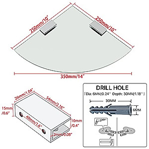 SAYAYO Floating Glass Shelves for Bathroom, Tempered Glass Shelf for Wall 15 x 5 Inch 1 Pack, Clear