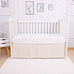 CaSaJa Green Baby Crib Skirt for Boy and Girl, Durable Woven Platform and Stylish Box Pleated Design, 14" Soft Breathable Crib Dust Ruffle Drop, Fits Standard Size Crib Bed and Easy Install, Green