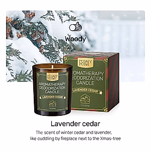 Furry Purr Candles for Home Scented, Pet Odor Eliminator Candle, Lavender Cedar, Cat & Dog Xmas Gifts, Aromatherapy Jar Candle for Women Yoga, Non-Toxic Soy Wax & Catnip Essential Oil, 7 Oz