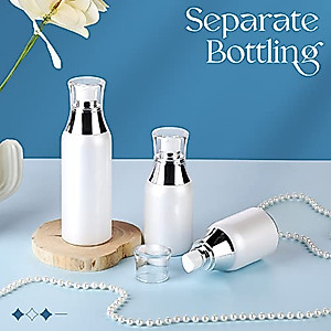 EOPER Airless Pump Jars 100ML, 3 Pieces Empty Refillable Cosmetic Air Pump Jars Bottles Airless Lotion Cream Sample Containers Makeup Vials Accessories Leak-Proof DIY Travel, Pearly White