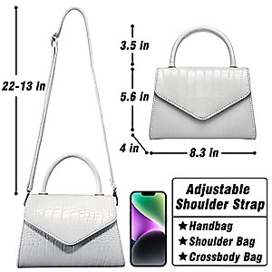 YDSIII White Bag,Mini Bag with Trendy Small Handbags Crocodile Pattern Classic Shoulder Bag Handbag