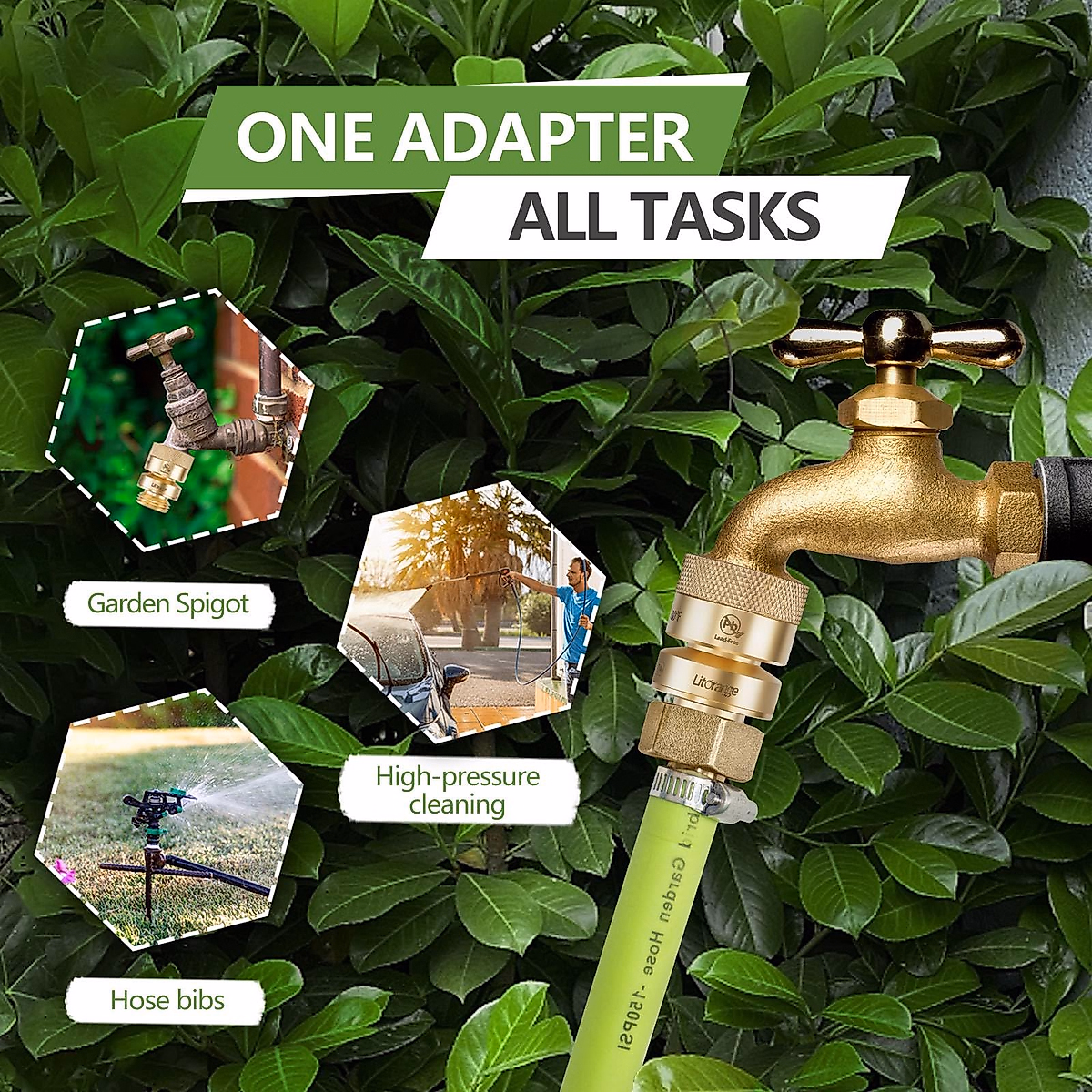 Litorange 1 Pack 1-1/16" Fine Thread (Female) Lead-Free Self-Draining Vacuum Breaker, PK 1390 Replacement Hose Bib Backflow Preventer with washers and Sealing Tape for Garden & indoor Spigot