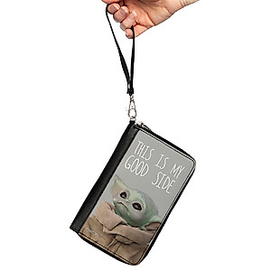 Buckle-Down Women's PU Zip Around Wallet Rectangle-Star Wars The Child, 7.5"x4.5"