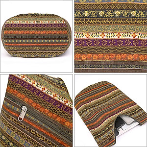 Women Shoulder Handbags Fashion canvas Hippie Crossbody Bags Bohemian Animal Prints Hobo Bags (Green-Orange)