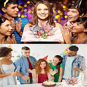 GUAGUA Colorful Butterfly Birthday Card, 3D Greeting Pop up Card with Envelopes for Any Occasion, Birthday Valentines Day Thank You Foldable Dazzle Butterfly Greeting Card for Girls Women Friends Gift