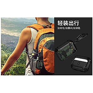 MiRUSI for Airpods Pro 2 (2022) Case Cover with Secure Lock Clip, Military Armor Style Full-Body Rugged Hard Shell with Carabiner,Shockproof Protective Case Cover Supports Wireless Charging(Green)