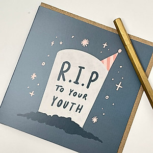 Old English Co. Funny RIP To Your Youth Birthday Card for Him Her - Rest In Peace Youth Age Humour Joke Birthday Card for Brother, Sister, Son, Daughter - Funny Joke Card | Blank Inside with Envelope