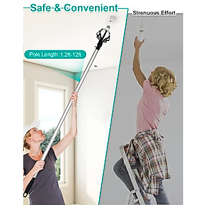 Yetolye Light Bulb Changer for High Ceilings, Lightweight Light Bulb Changer,High Reach Light Bulb Changer Reach up to 18FT,High Ceiling Light Bulb Changer with Pole-12FT Extension Pole