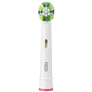 Oral-B Floss Action Electric Toothbrush Head with CleanMaximiser Technology, Angled Bristles for Deeper Plaque Removal, Pack of 4, Green, White, Yellow