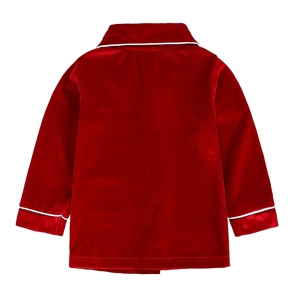 MYGBCPJS Kids Velvet Pajamas Toddler Button-Down Solid Long-Sleeve T-Shirt Top + Pants 2PCS Christmas Outfits Clothes