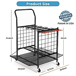 WEYIMILA Garden Tool Storage Organizer, Yard Tool Storage for Garage Garden Shed, Garden Tool Rack on Wheels,Tool Stand, up to 36 Long Handle Tool Storage, Outdoor, Heavy Duty Steel, Black