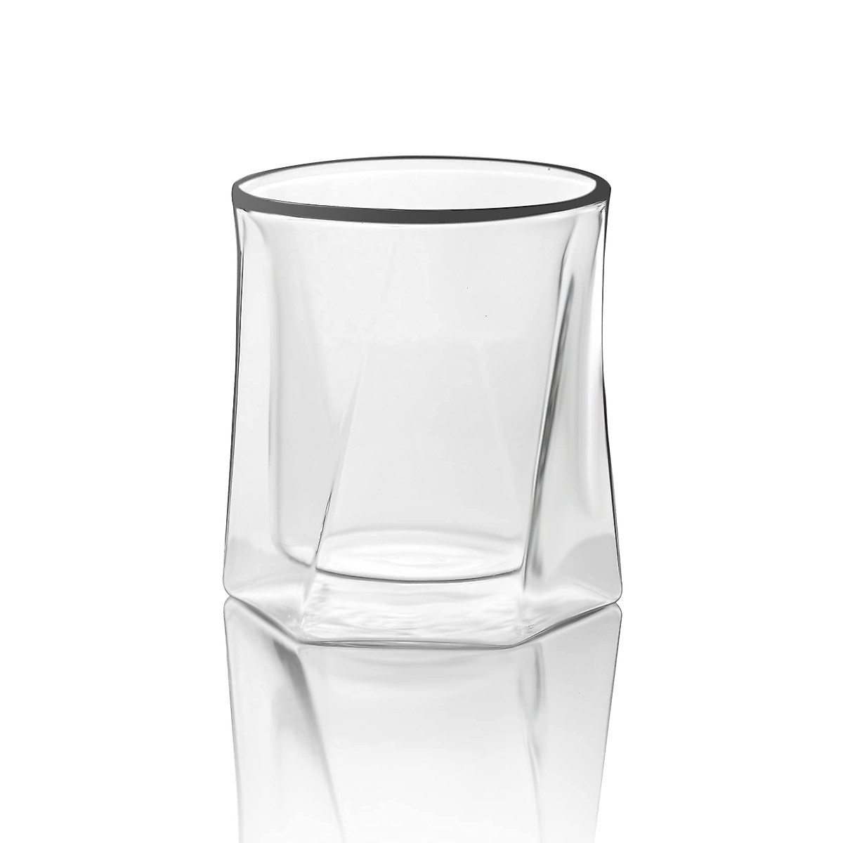 LEMONSODA Double Wall Whiskey Glasses - Insulated Clear Cup Design - Set of 4-300 ml - Premium Whiskey Glasses for Scotch, Single Malt, Whiskey, Bourbon, Rye - Old Fashioned Glass