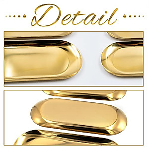 3 Pack Stainless Steel Tray Guest Check Presenter and Receipt Holder Tray for Restaurants Hotels Receipts Cash Credit Cards Bathroom Storage Jewelry Gold Tray Decoration Serving Plate Craft, 8.6inch