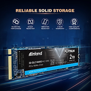 INLAND Platinum 2TB SSD NVMe PCIe Gen 3.0x4 M.2 2280 3D NAND Internal Solid State Drive, R/W up to 3,400/3,000 MB/s, PCIe Express 3.1 and NVMe 1.3 Compatible, Utimate Gaming Solutions (2TB)