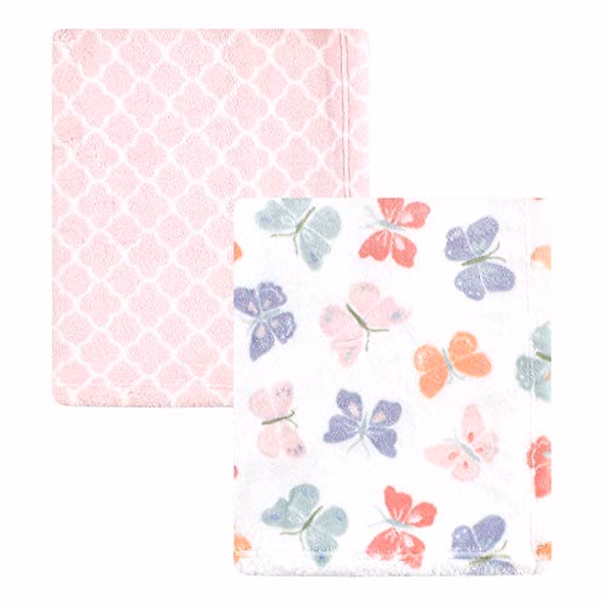 Hudson Baby Unisex Baby Cozy Plush Luxury Blankets 2pk, Butterflies, One Size