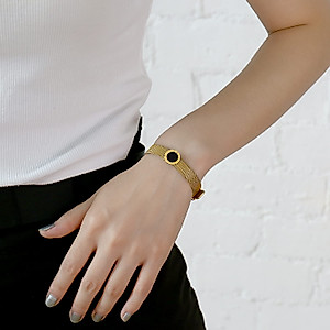 Elegance 11 designs Gold Roman Numeral Bangle Bracelets For Women Men 14k Real Gold Plated Italy Chunky Chain Stainless Steel Non-Tarnish Bracele