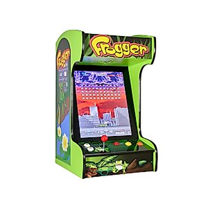 Doc and Pies Arcade Factory Classic Home Arcade Machine - Tabletop and Bartop - 412 Retro Games - Full Size LCD Screen, Buttons and Joystick (Green)