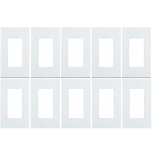 Leviton 80301-SW 1-Gang Decora Plus Wallplate Screwless Snap-On Mount (10 Pack, White)