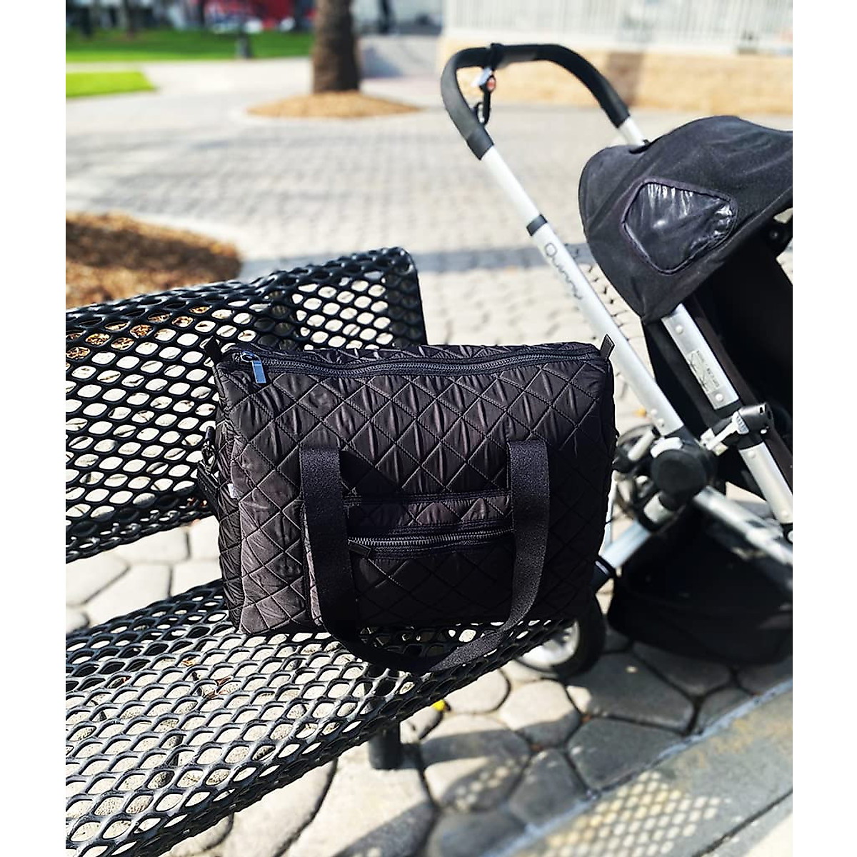 bub. Duffle Diaper Tote Bag with Changing Pad, Large Travel Diaper Tote for Mom and Dad, Multifunction, Unisex Baby Bag (Black)