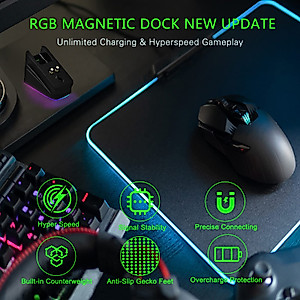 Mouse Charging Dock for Razer Wireless Mouse Viper Ultimate Naga pro DeathAdder V2 Pro and Basilisk Ultimate Magnetic Charging RGB Lights Status Indicator Gecko Feet (RGB)