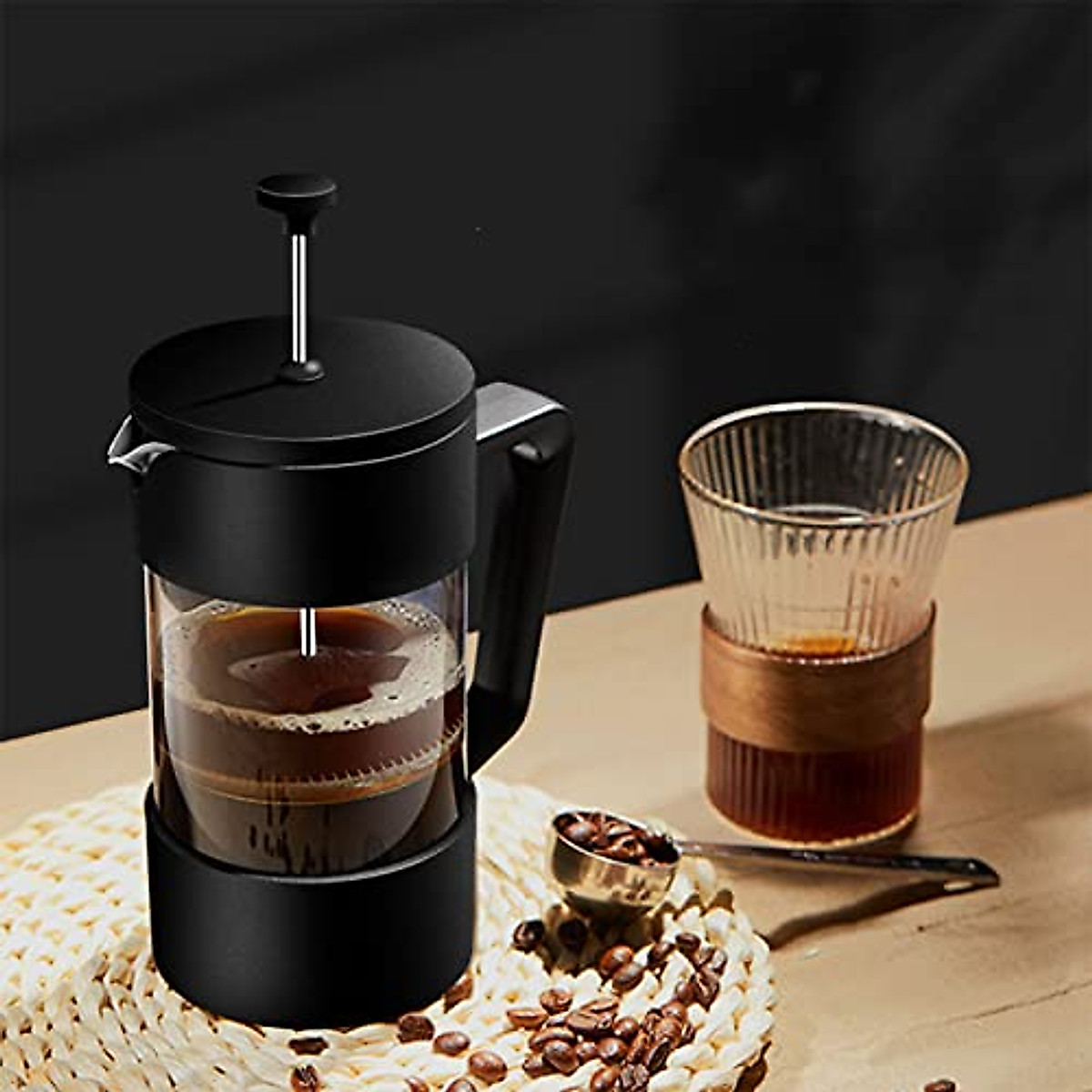 Btgghytr 350/600/1000ml Thickened Glass Espresso- Coffee Tea Maker Coffee Hand-Made Pot Frothed Milk Press