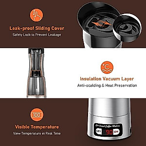 KreeySant Portable Coffee Maker 12V/24V/110V Compact Espresso Machine for Driving Office Home, 3-in-1 Multi-Function Coffee Maker with LCD Screen Display Fast Heating