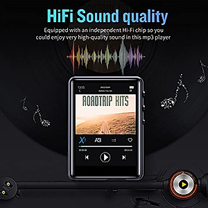 32G MP3 Player Bluetooth 5.0, Full Touch Screen HiFi Lossless MP3 Music Player, Line-in Speaker, with line Recorder, FM Radio, Support up to 128 GB (Black)