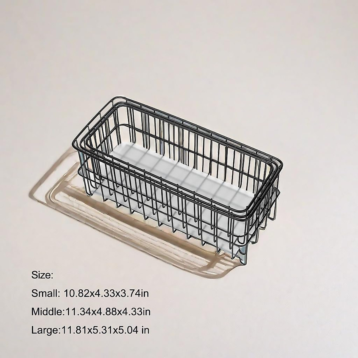 TIEYIPIN Farmhouse Decor Small Metal Wire Storage Organizer Basket Bins - Black (Set of 3)