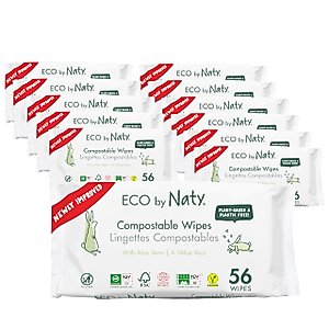 Eco by Naty Aloe Vera Baby Wipes – Plant Based Wipes, Compostable Baby and Newborn Hypoallergenic Wipes, Great for Baby Sensitive Skin (672 Count - 12 packs of 56)