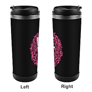 Hope Fight Breast Cancer Travel Coffee Mug Reusable Insulated Drinking Cup with Lid for Home Outdoor Works 13 Oz