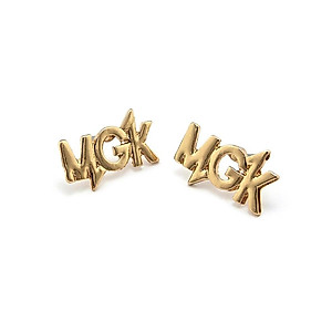 Hip Hop Jewelry Gold Silver Plated MGK Surgical Steel Post Pierced Cubic Zirconia Stones Fashion Stud Earring Earrings (GOLD)