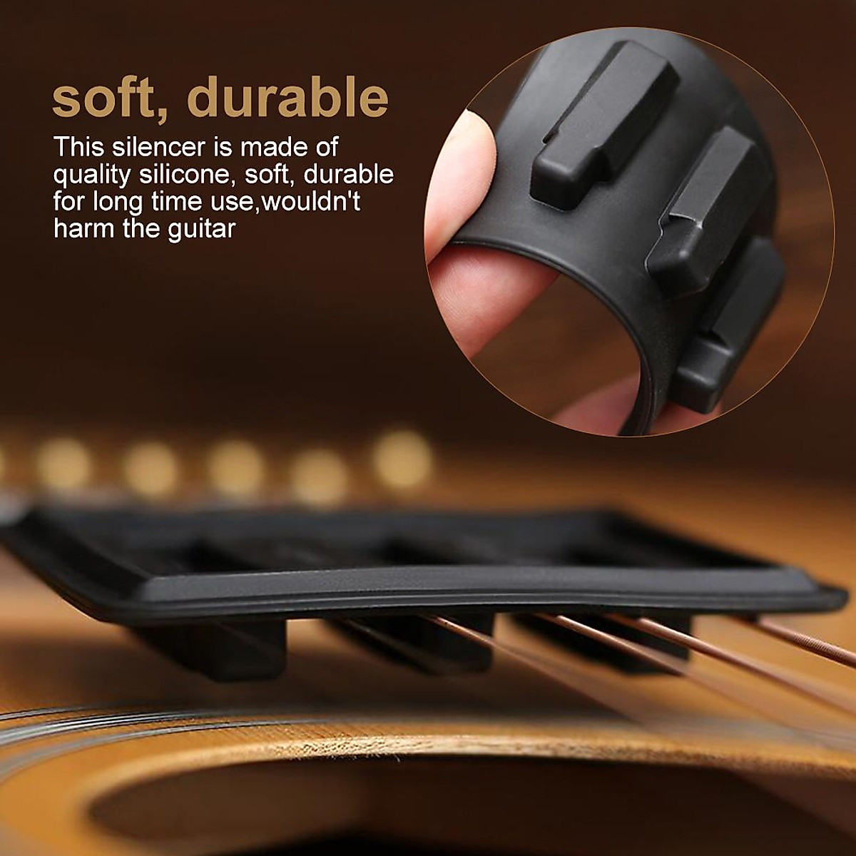 Guitar Mute Silencer, Silicone Guitar Mute Silence Pad Black For Wooden Guitar Wooden guitar accessories
