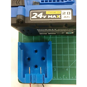 K24 Battery Mount Compatible with Kobalt 24Vmax KXT-424-03, KT-424-03, KT-624-03, KT-224-03 Battery Adapter Holder Mount DIY w/12 Hi-Temp 16AWG Wired terminals, Robots, Lights, eBikes PN K24-16