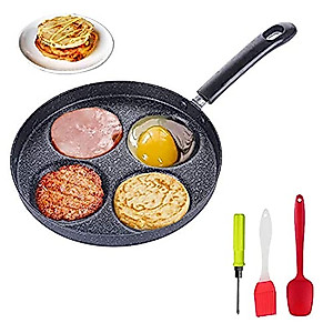 Lchkrep Four-cup egg pan, medical stone non-stick frying pan, Multi Egg Frying Pan, Compatible with all heat sources (3-inch eggs)