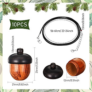 Sasylvia 10 Pcs Wood Acorn Charms Nut Acorn Pendant with Black Waxed Necklace Cord and Lobster Claw Clasp for DIY Accessories Pendant Decorations Jewelry Making