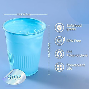JMU 50Pcs Small Plastic Dental Cups 5 oz Blue Plastic Cups Disposable Drinking Cups, Rinse Cups, Bathroom Cups, Party Cups
