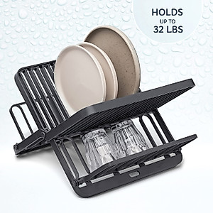 Rubbermaid Collapsible Dish Drying Rack, Dish Drainer, Raven Grey