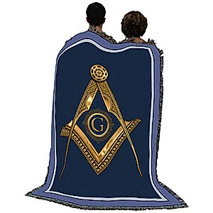 Pure Country Weavers Masonic Gold Square and Compass Blanket - Personalized - Custom Gift Tapestry Throw Woven from Cotton - Made in The USA (72x54)